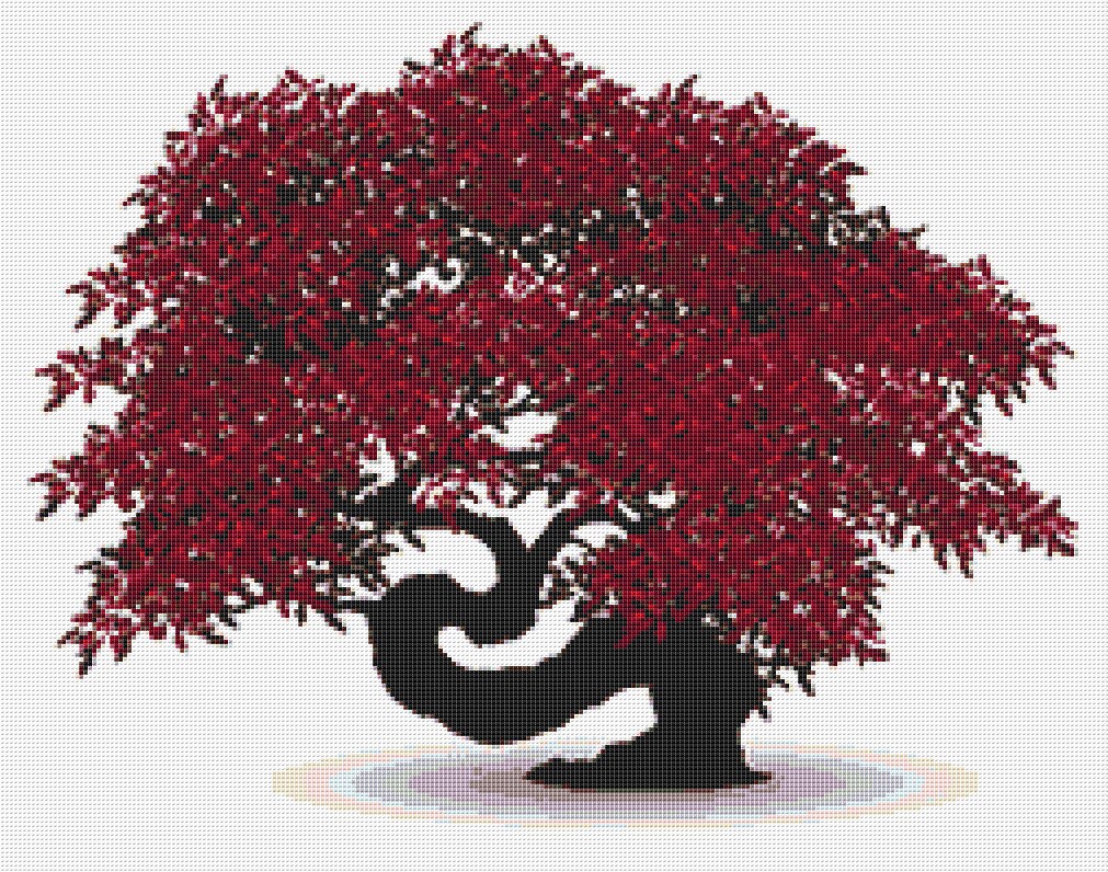 Red Tree Cross Stitch Pattern 2 Instant PDF Download Spring | Etsy