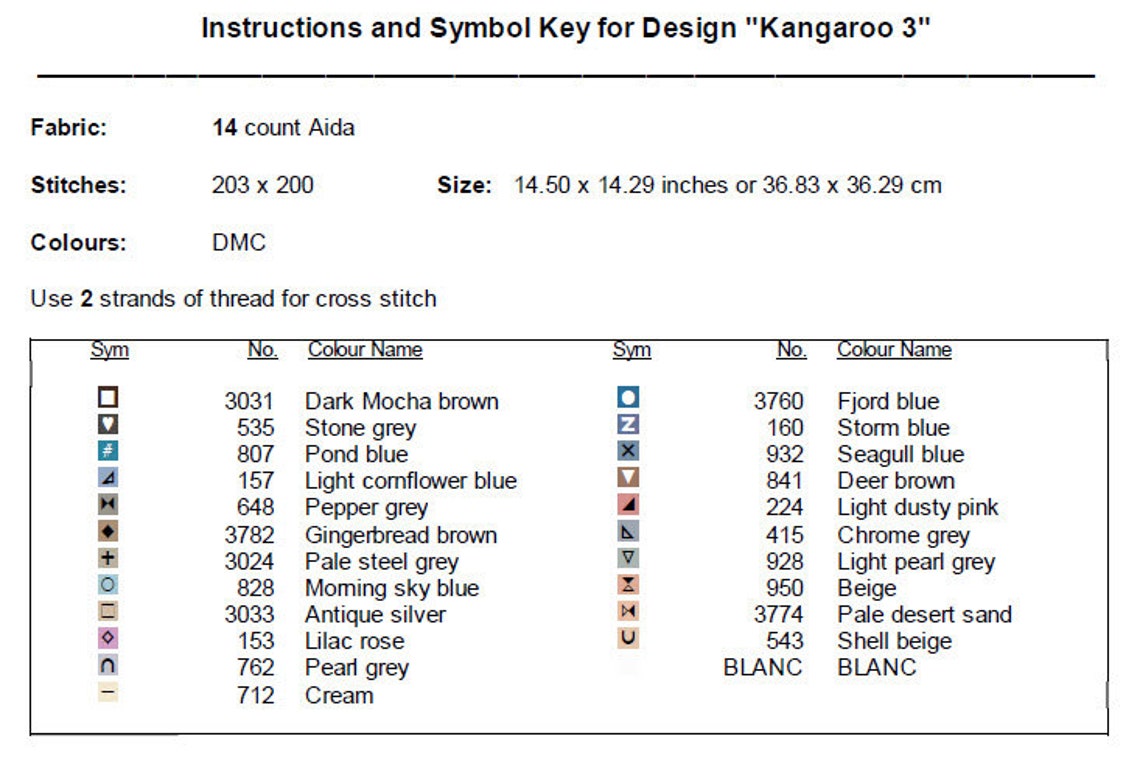 Kangaroo Cross Stitch Pattern 3 Instant PDF Download - Etsy