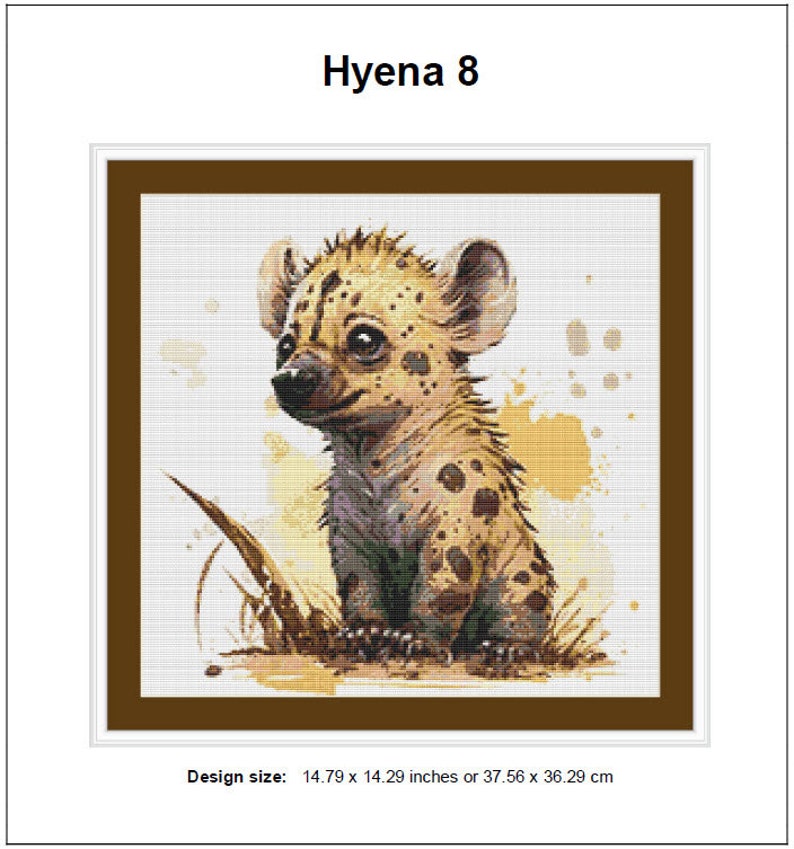 Hyena Cross Stitch Pattern 8 Instant PDF Download - Baby Hyena ...
