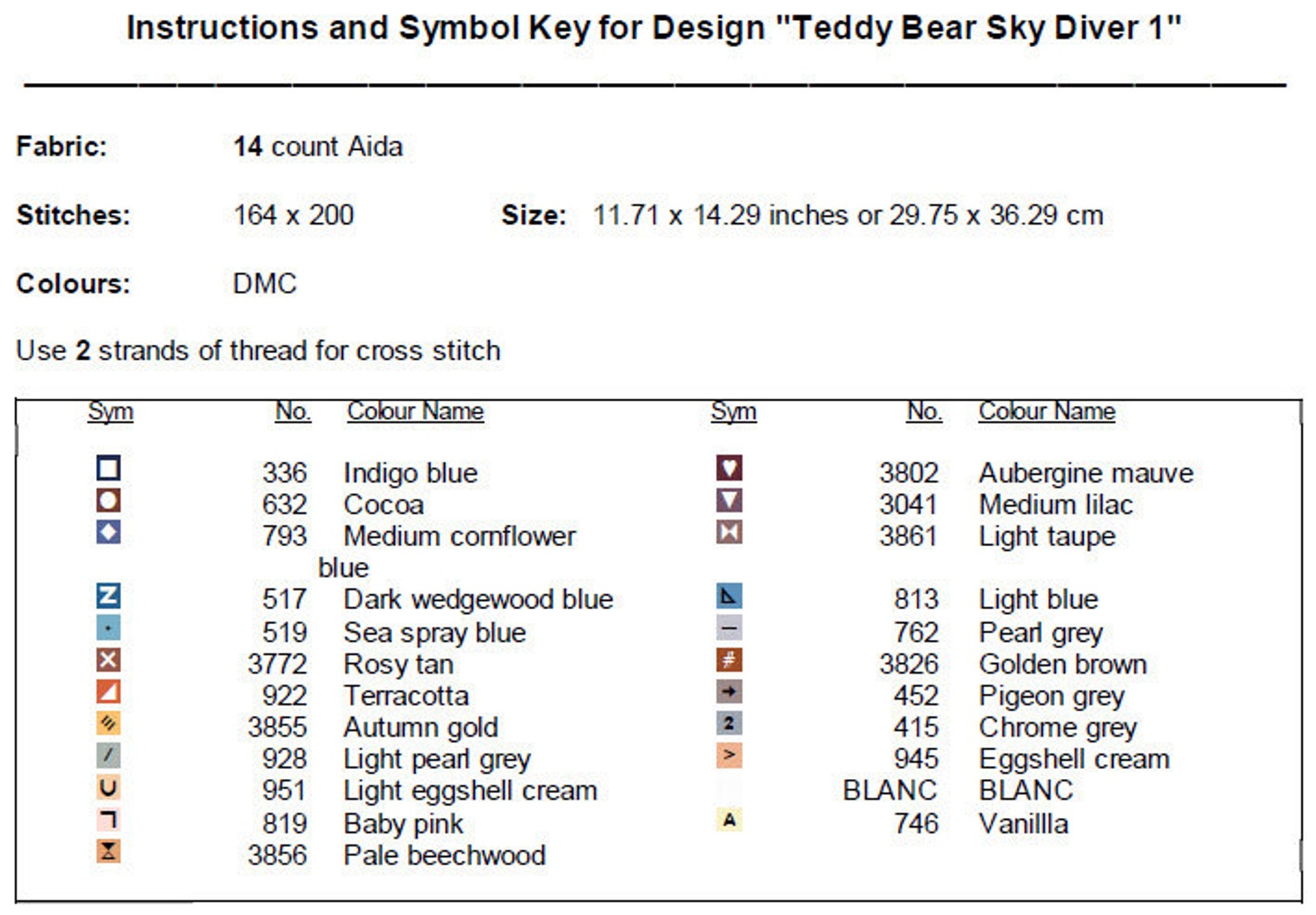 Teddy Bear Sky Diver Cross Stitch Pattern 1 Instant PDF Download | Sky ...
