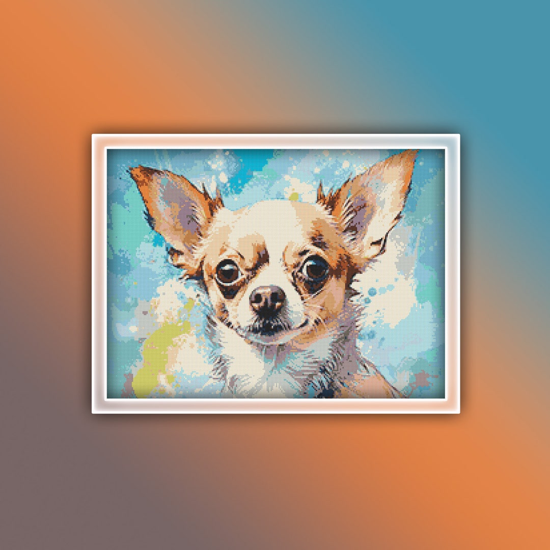 Chihuahua Cross Stitch Pattern 6 Instant PDF Download - Dog Watercolor ...