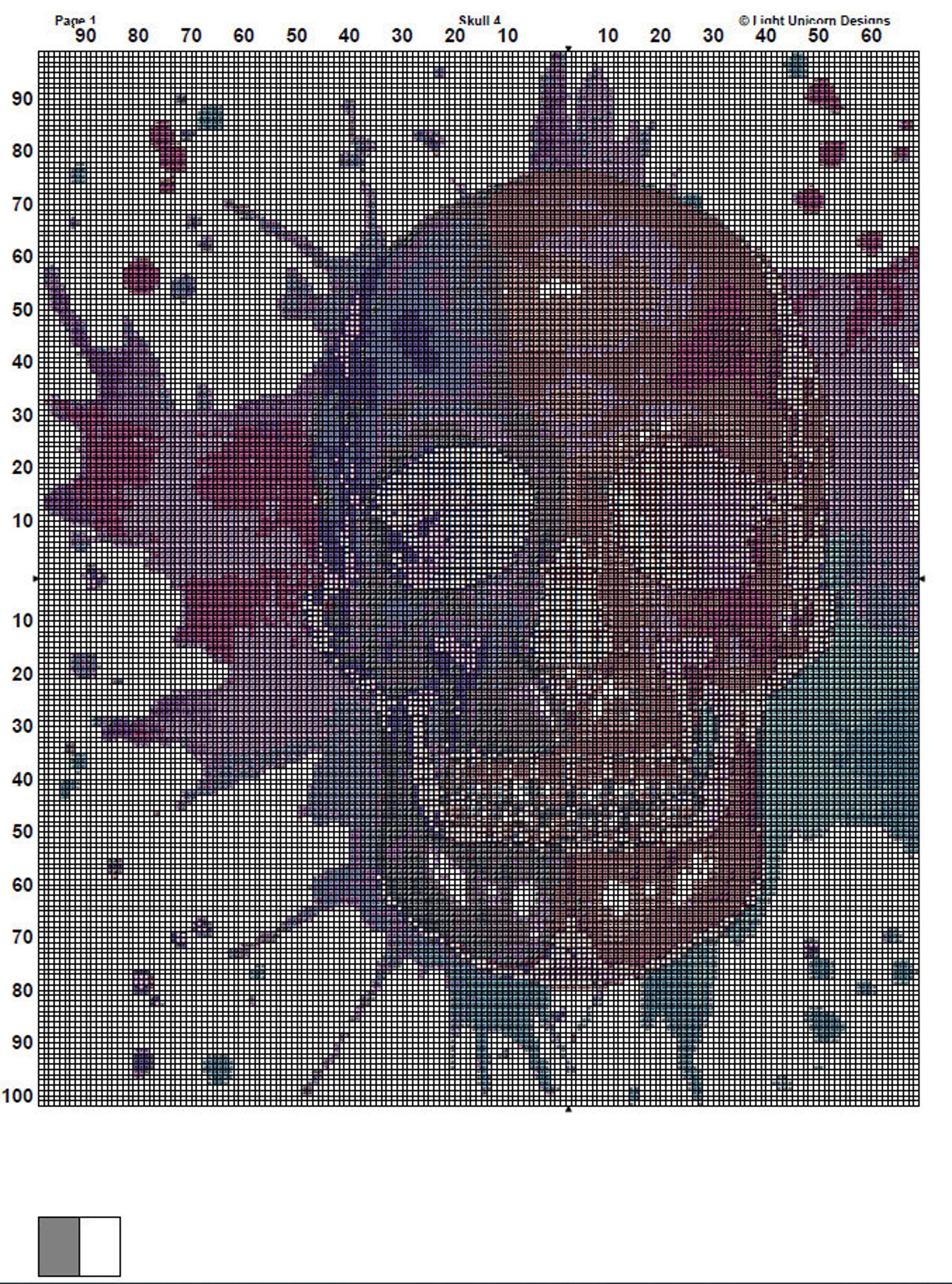 Skull Cross Stitch Pattern 4 Instant PDF Download - Splash Skull ...
