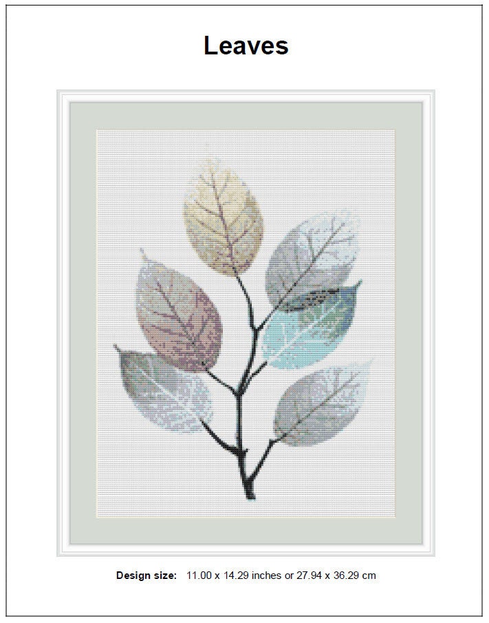 Leaves Cross Stitch Pattern Instant PDF Download Leaves - Etsy