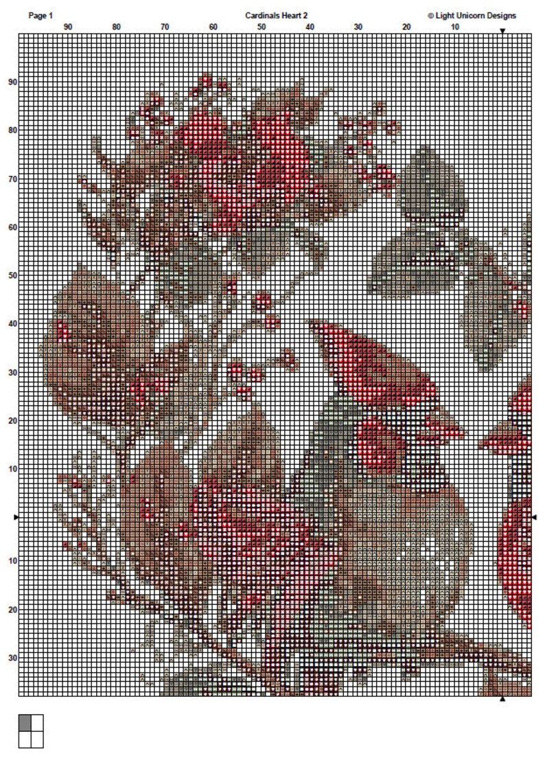 Cardinals Heart Cross Stitch Pattern 2 Instant PDF Download - Etsy
