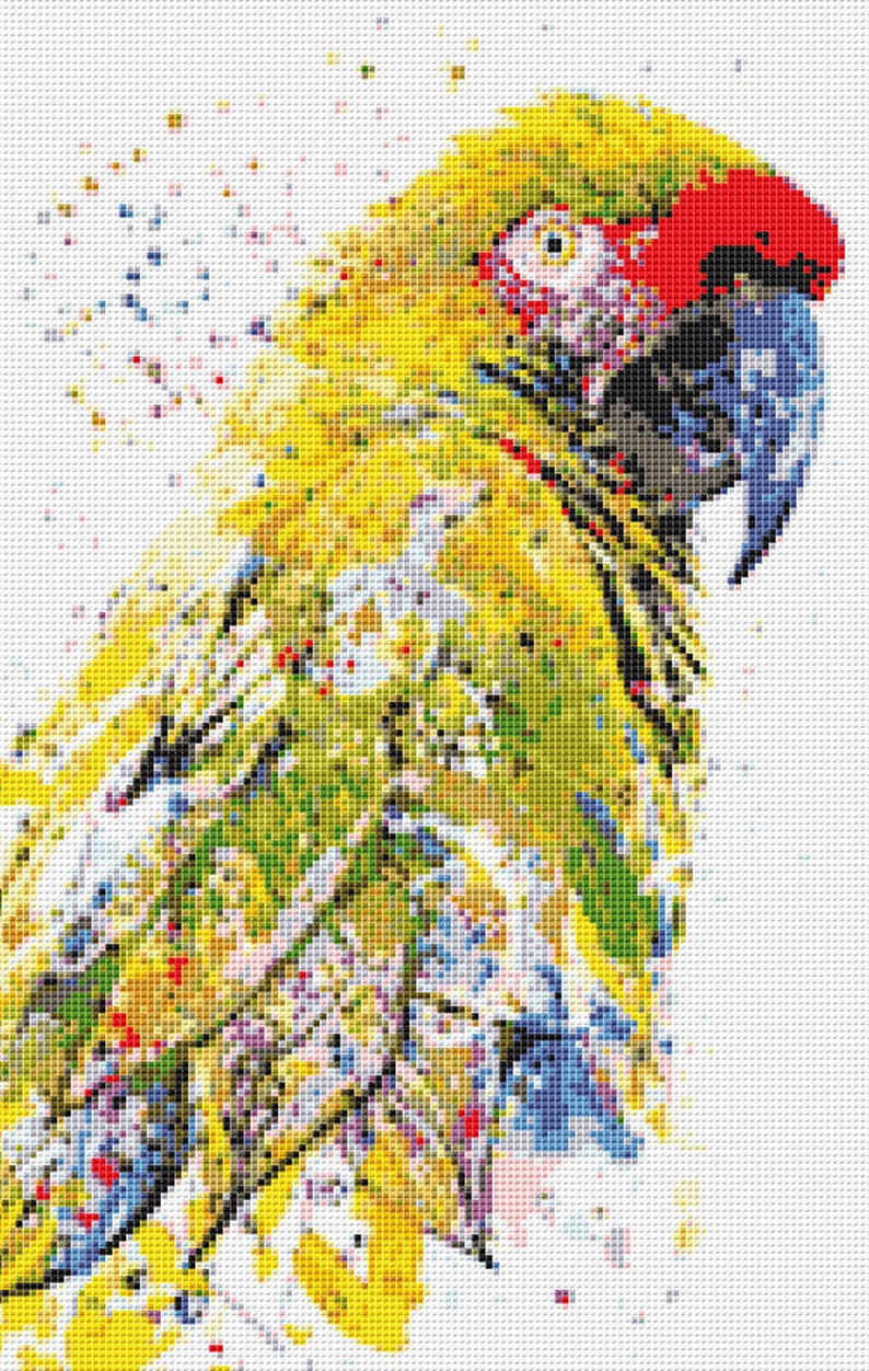 Parrot Cross Stitch Pattern 1 Instant PDF Download Green - Etsy