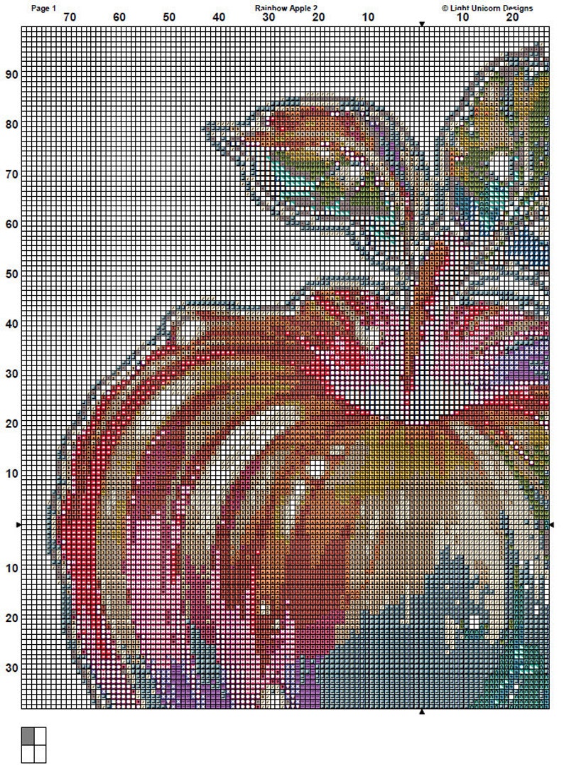 Rainbow Apple Cross Stitch Pattern 2 Instant PDF Download - Apple ...