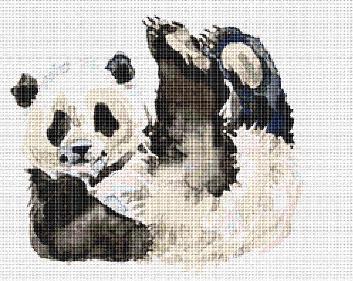 Panda Cross Stitch Pattern 6 Instant PDF Download Panda | Etsy