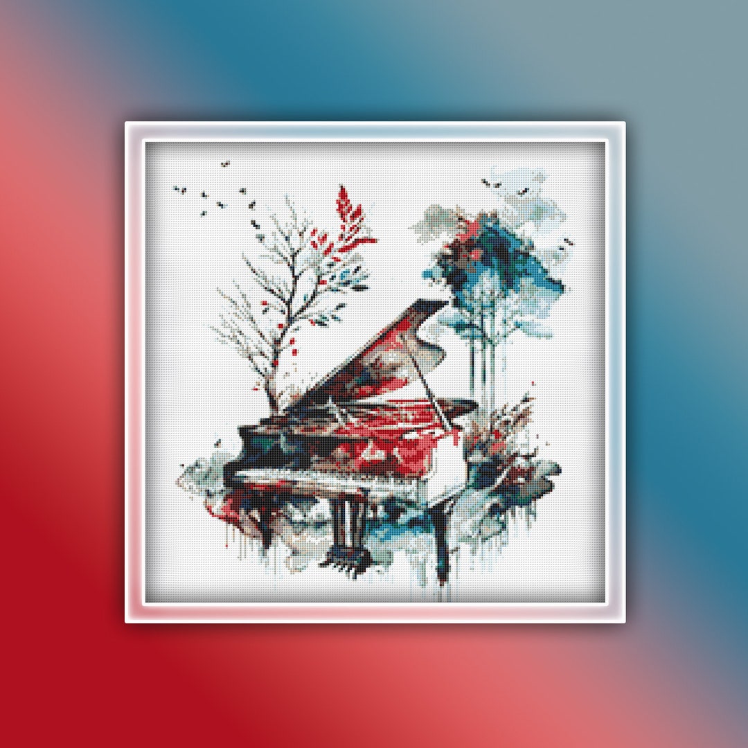 Piano Cross Stitch Pattern 4 Instant PDF Download - Music Watercolor ...