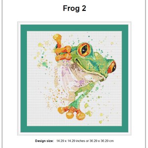 Frog Cross Stitch Pattern 2 Instant PDF Download - Frog Watercolor ...