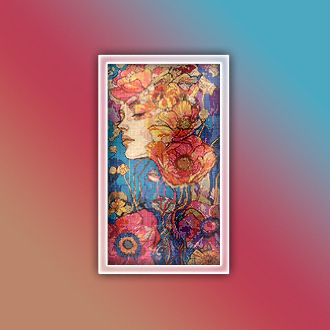 Floral Woman Cross Stitch Pattern 3 Instant PDF Download - Lady ...