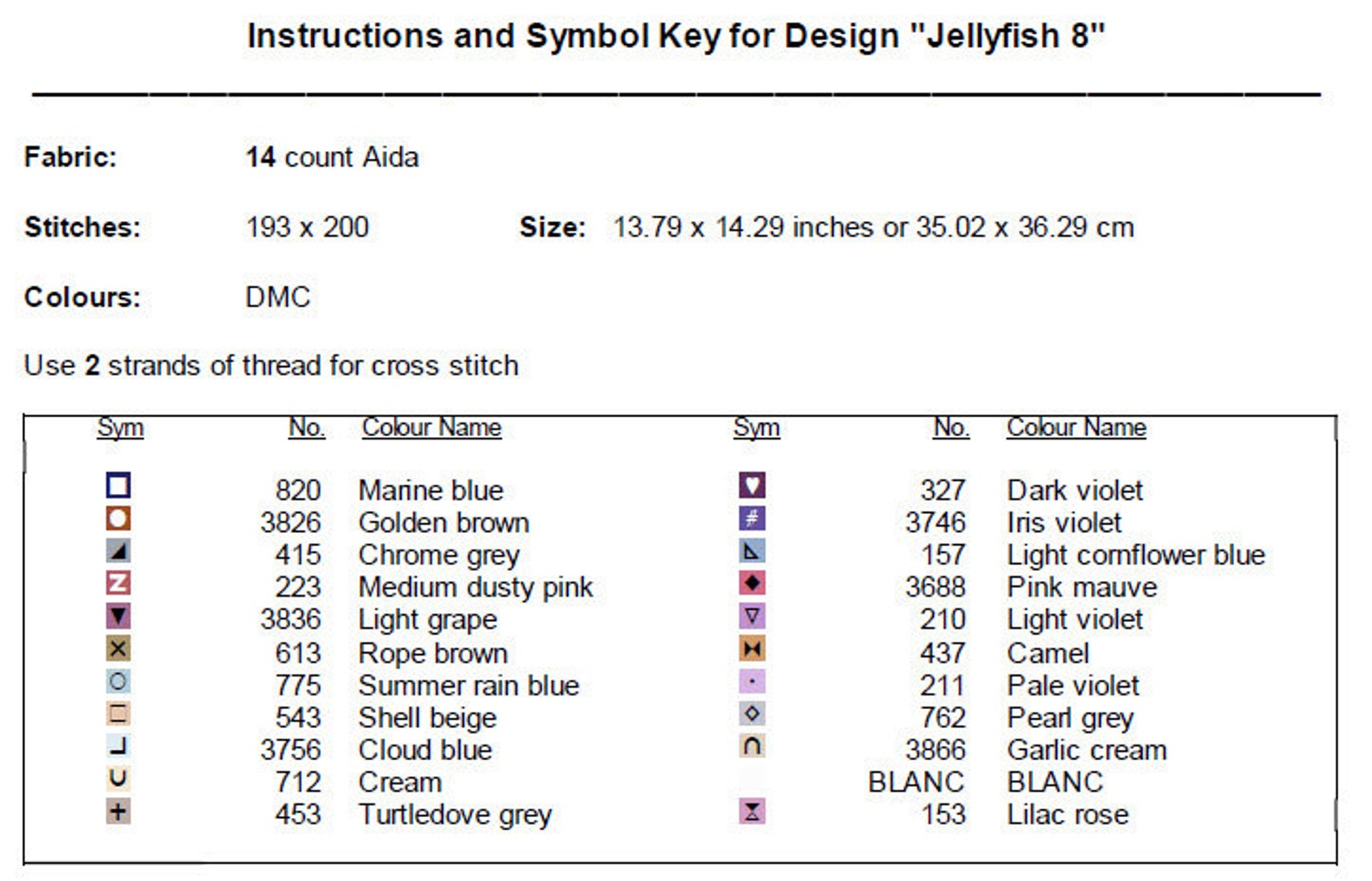 Jellyfish Cross Stitch Pattern 8 Instant PDF Download - Sea Jellies ...