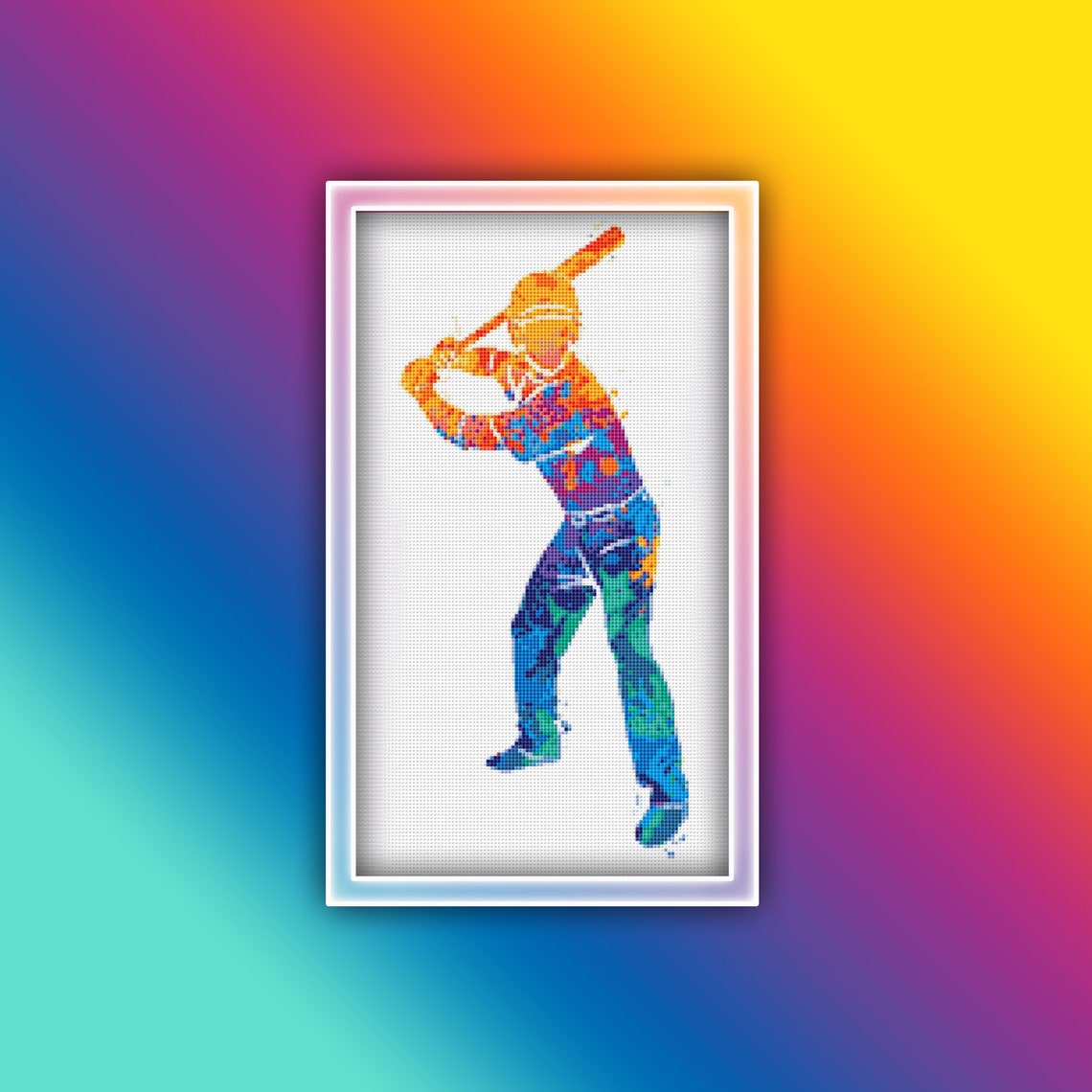 Baseball Player Cross Stitch Pattern 2 Instant PDF Download - Etsy