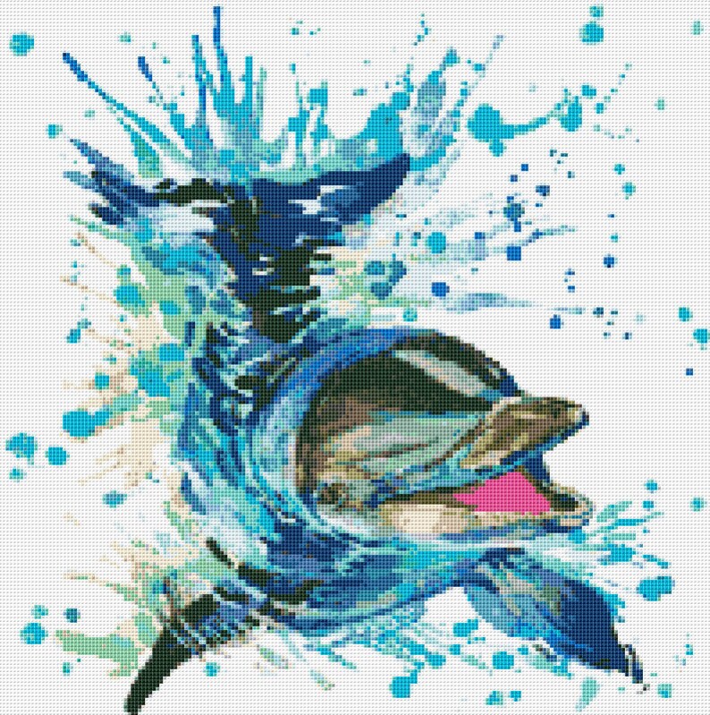 Dolphin Cross Stitch Pattern 3 Instant PDF Download Dolphin - Etsy