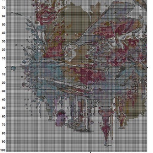 Piano Cross Stitch Pattern 3 Instant PDF Download - Music Watercolor ...