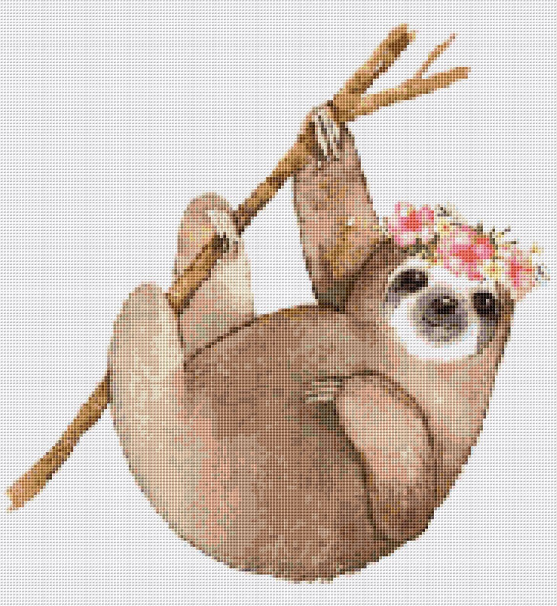 Sloth Cross Stitch Pattern 1 Instant PDF Download Sloth | Etsy