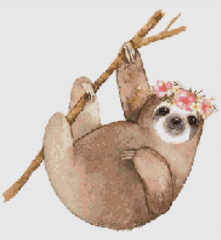 Sloth Cross Stitch Pattern 1 Instant PDF Download Sloth | Etsy