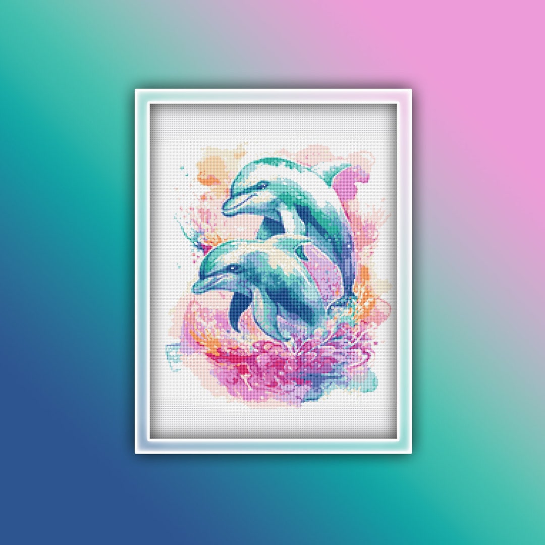 Dolphins Cross Stitch Pattern 1 Instant PDF Download - Baby Dolphin ...