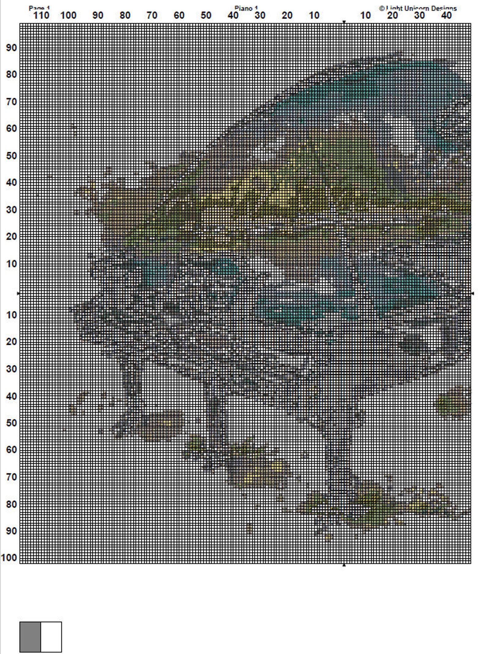 Piano Cross Stitch Pattern 1 Instant PDF Download - Music Watercolor ...