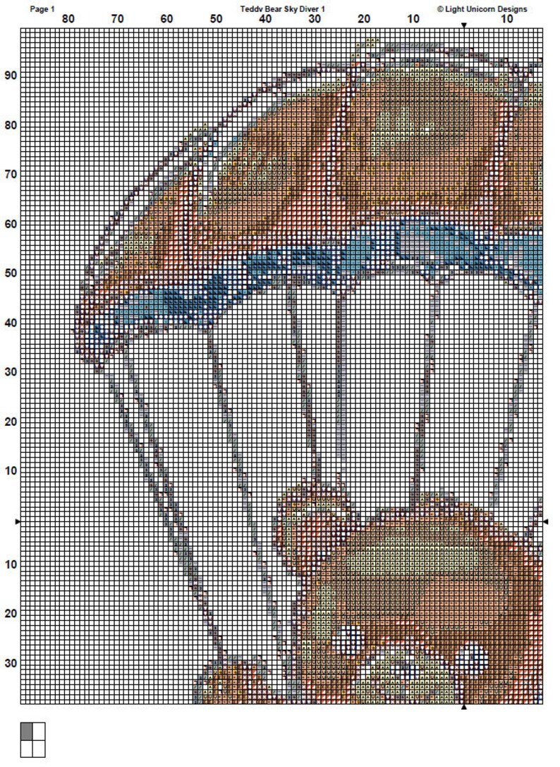 Teddy Bear Sky Diver Cross Stitch Pattern 1 Instant PDF Download | Sky ...