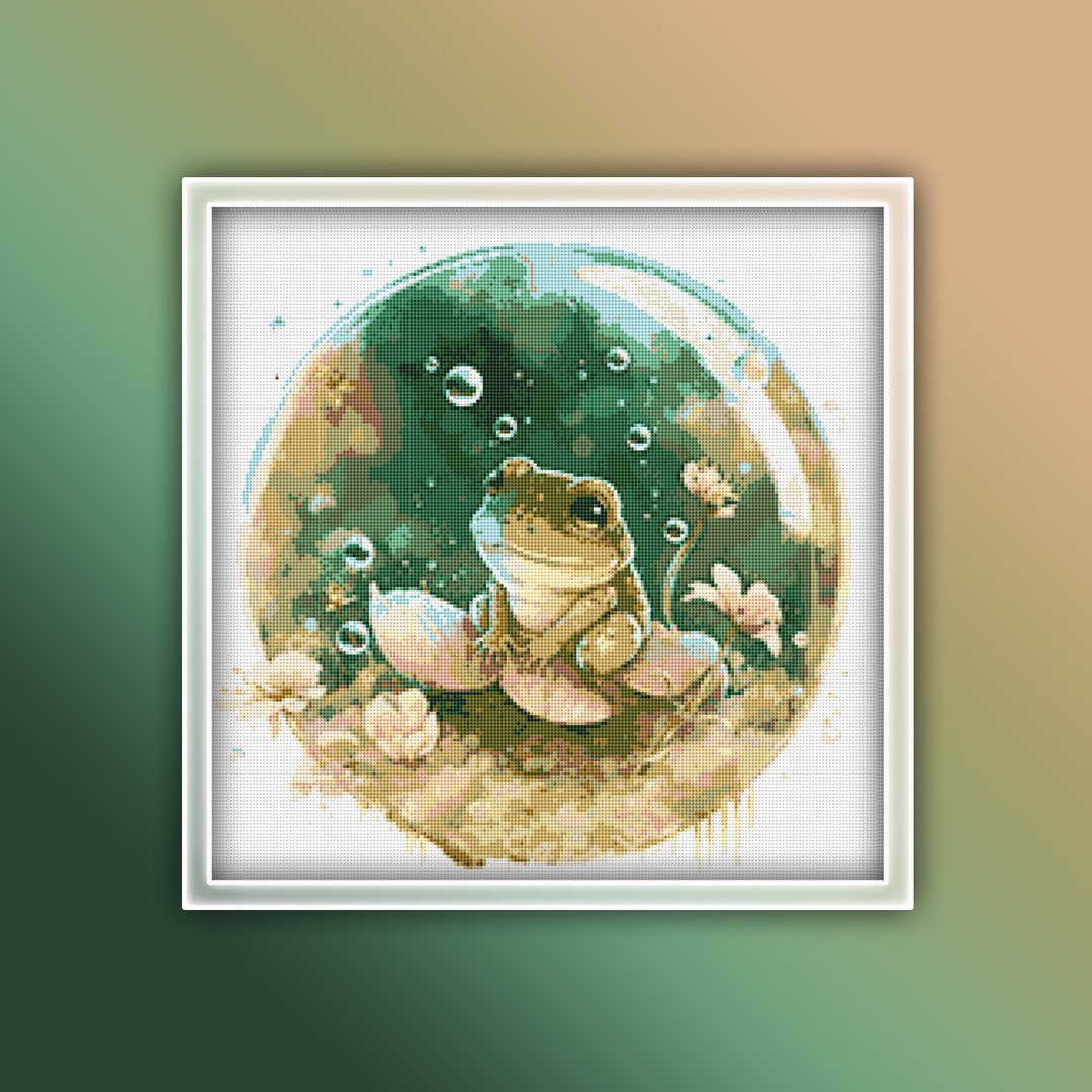 Frog Cross Stitch Pattern 6 Instant PDF Download - Frog Watercolor ...