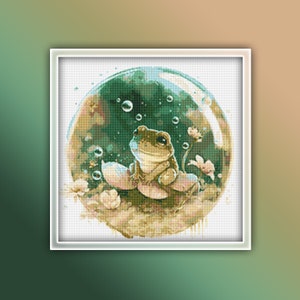 Frog Cross Stitch Pattern 6 Instant PDF Download - Frog Watercolor ...