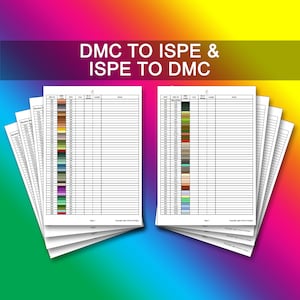 DMC to ISPE Conversion Chart PDF Instant Download | Cross Stitch Chart ...