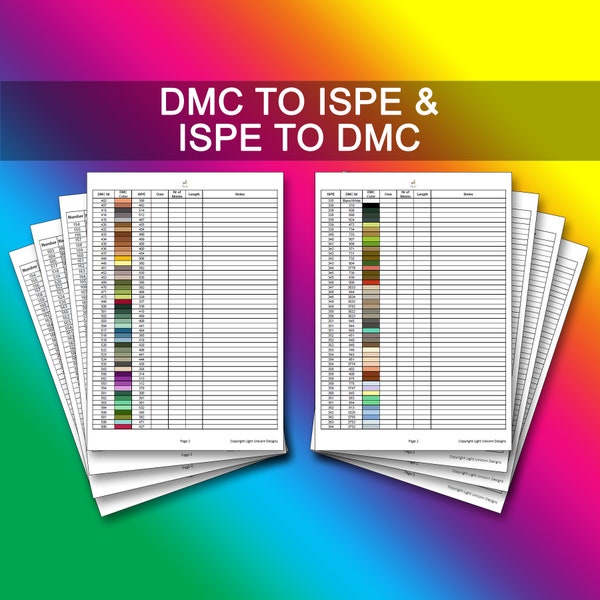 Dmc Floss Conversion Chart - Etsy
