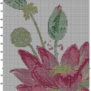 Lotus Cross Stitch Pattern 1 Instant PDF Download - Lotus Watercolor ...