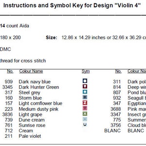 Violin Cross Stitch Pattern 4 Instant PDF Download - Violin Musical ...