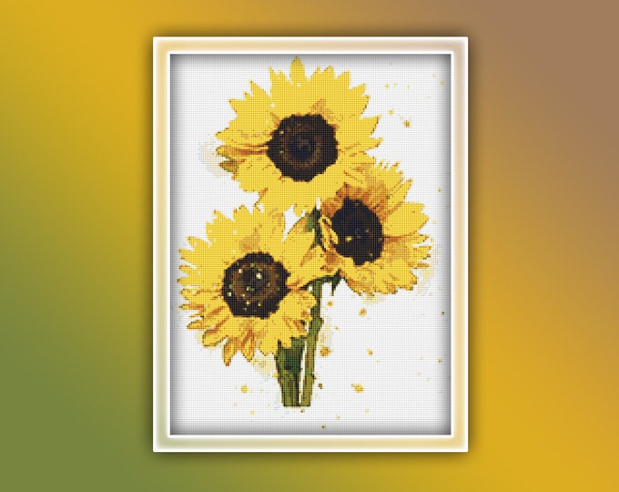 Sunflowers Cross Stitch Pattern. Instant PDF Download. 50,400 Stitches ...