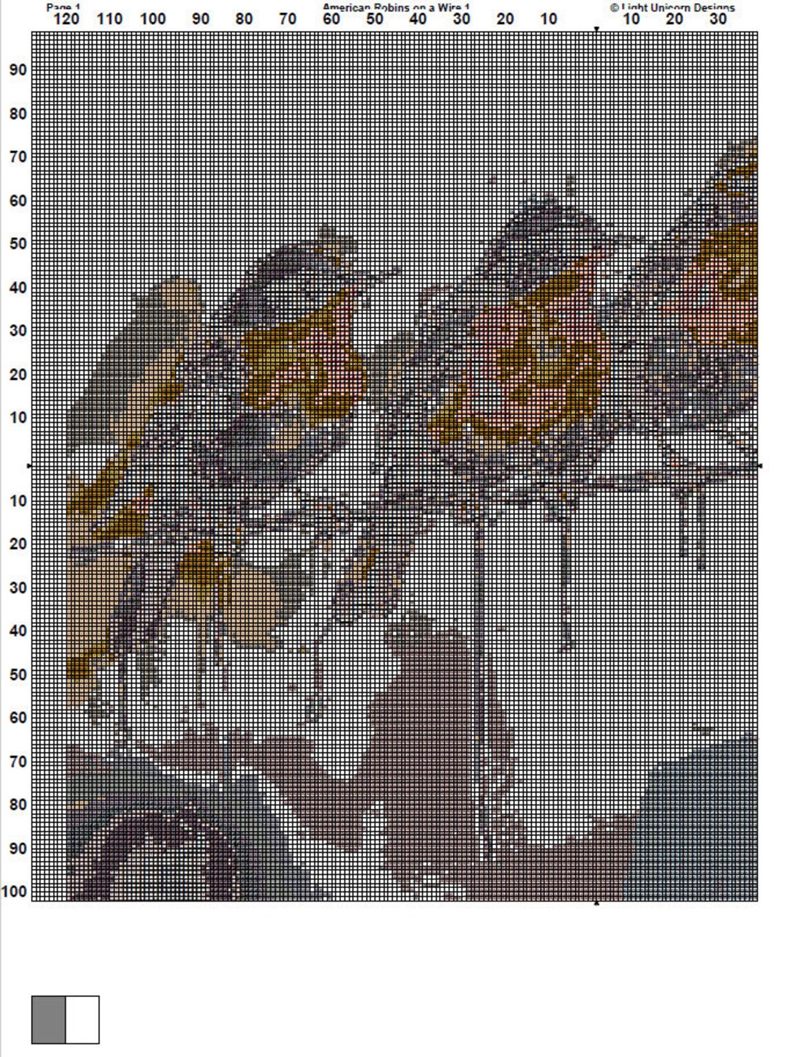 American Robins on a Wire Cross Stitch Pattern 1 Instant PDF Download ...
