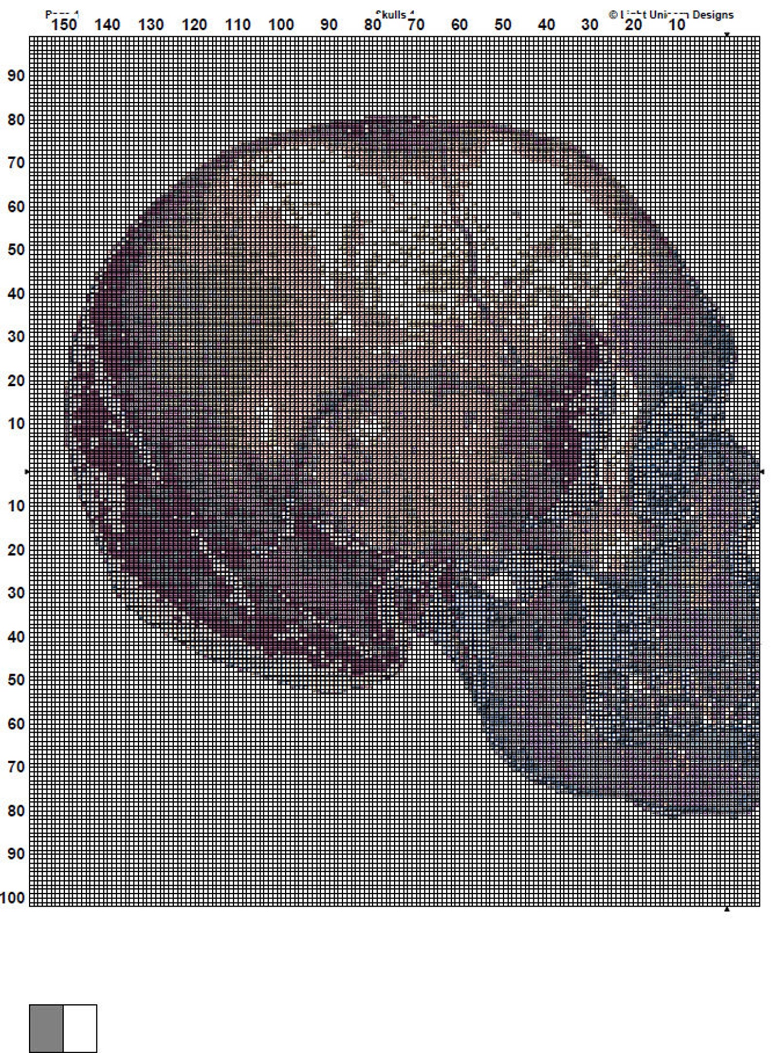 Skulls Cross Stitch Pattern 1 Instant PDF Download - Skull Watercolor ...