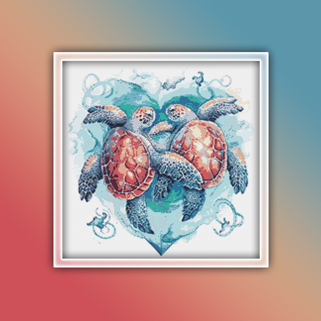 Sea Turtle Heart Cross Stitch Pattern 1 Instant PDF Download - Sea ...