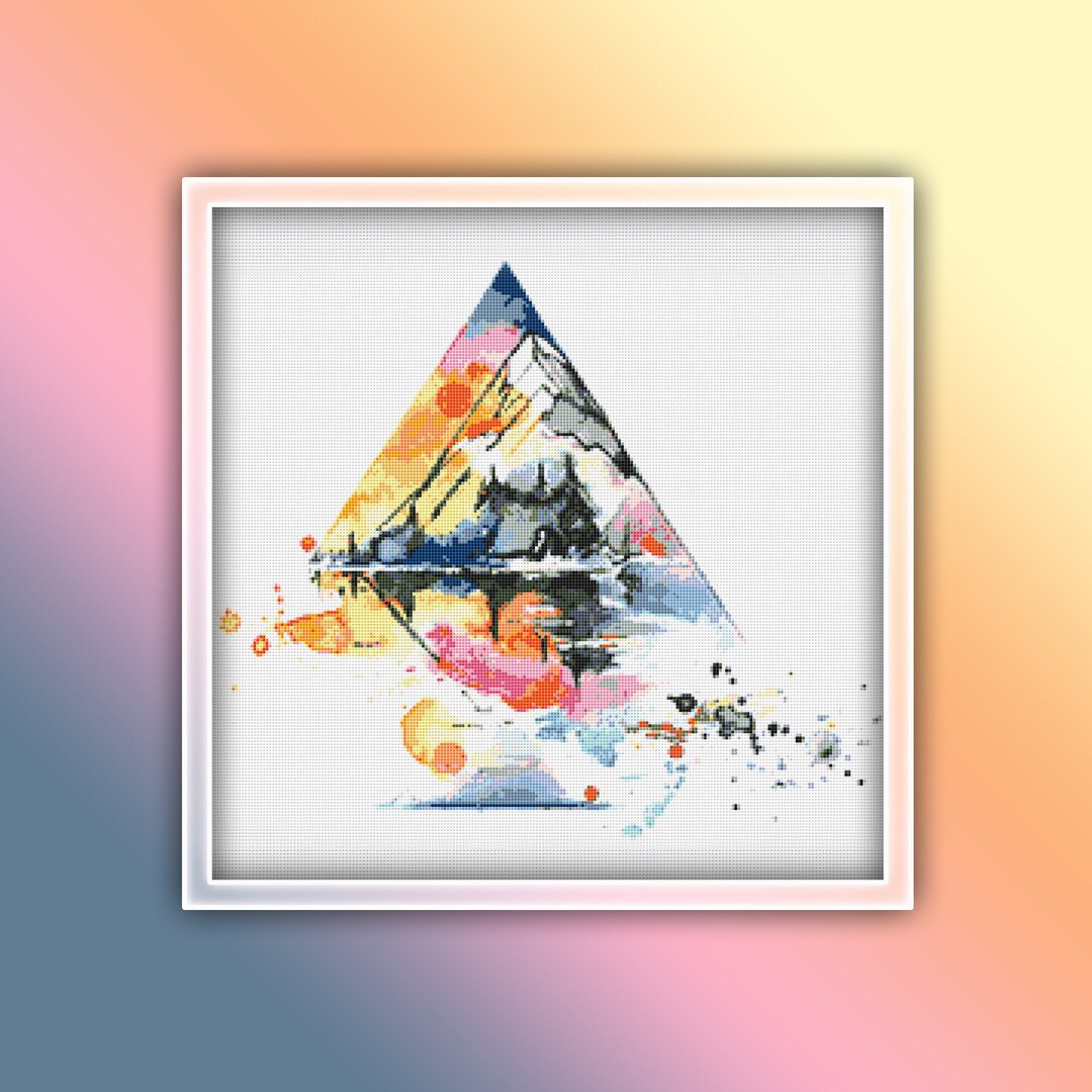 Mountain Cross Stitch Pattern 1 Instant PDF Download - Tree Watercolor ...