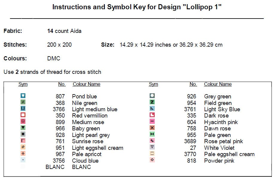 Lollipop Cross Stitch Pattern 1 Instant PDF Download Candy - Etsy