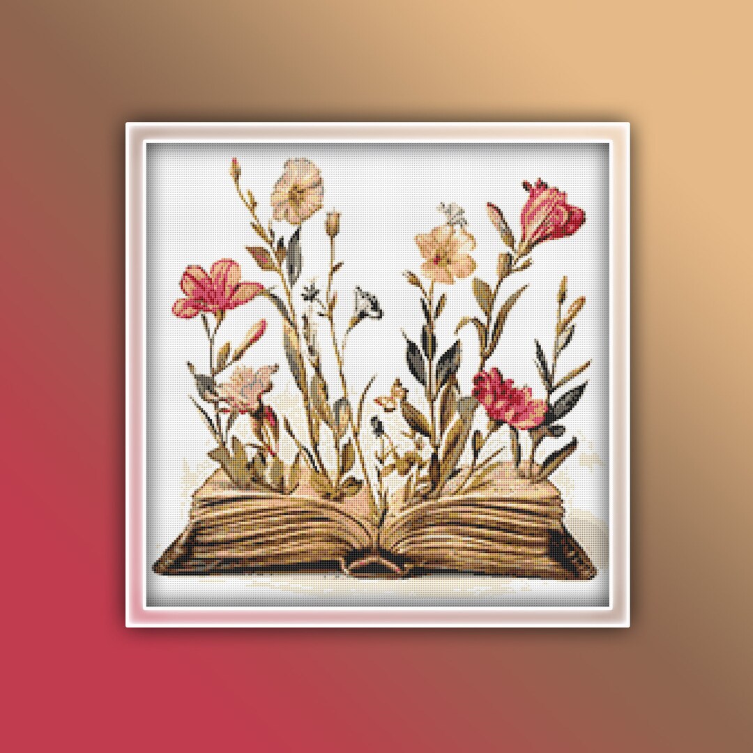 Flower Book Cross Stitch Pattern 1 Instant PDF Download - Reading ...
