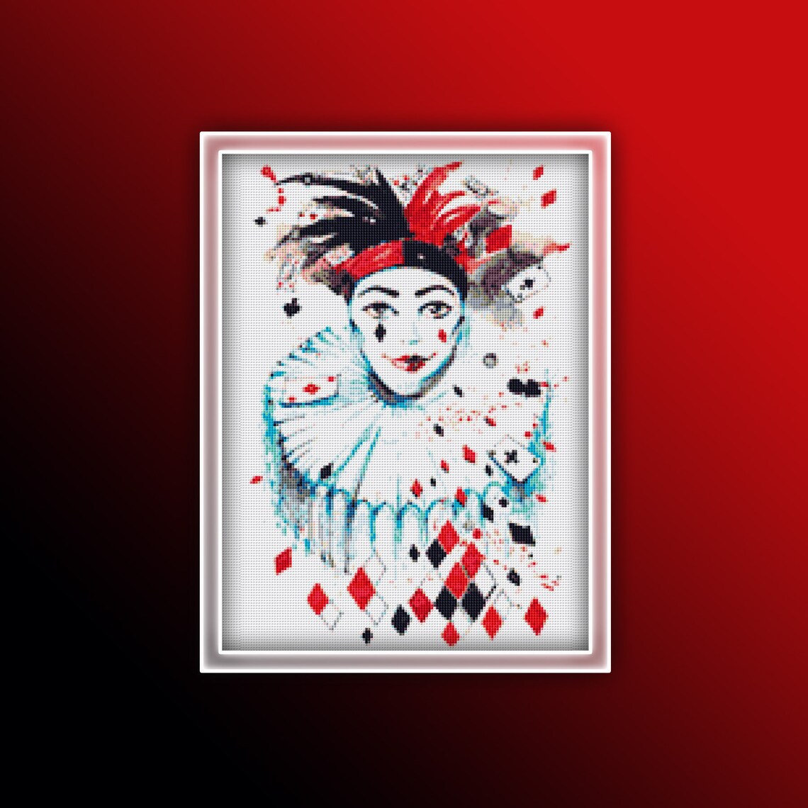 Harlequin Cross Stitch Pattern Instant PDF Download Joker | Etsy