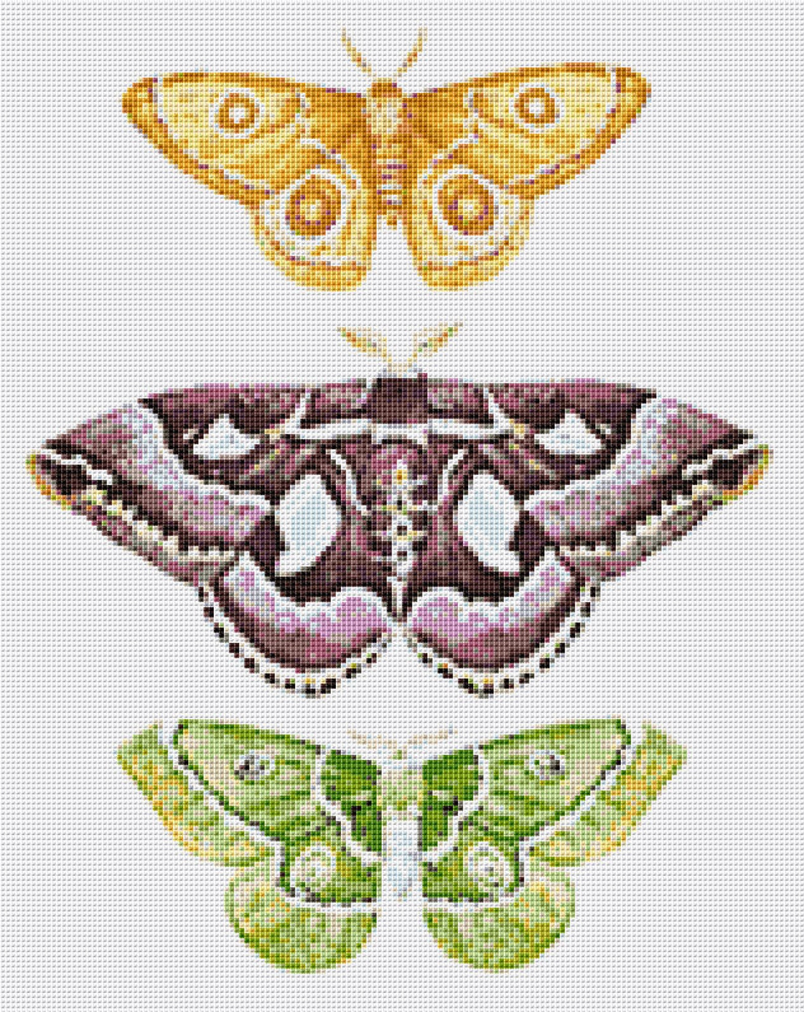 Moths Cross Stitch Pattern 3 Instant PDF Download Butterfly - Etsy