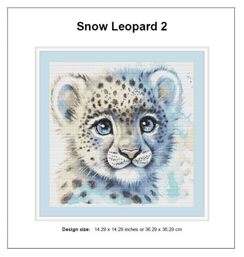 Snow Leopard Cross Stitch Pattern 2 Instant PDF Download - Leopard ...