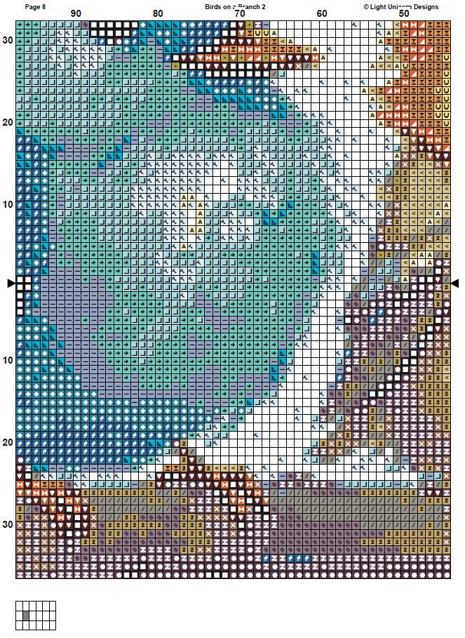 Birds on a Branch Cross Stitch Pattern 2 Instant PDF Download - Orange ...