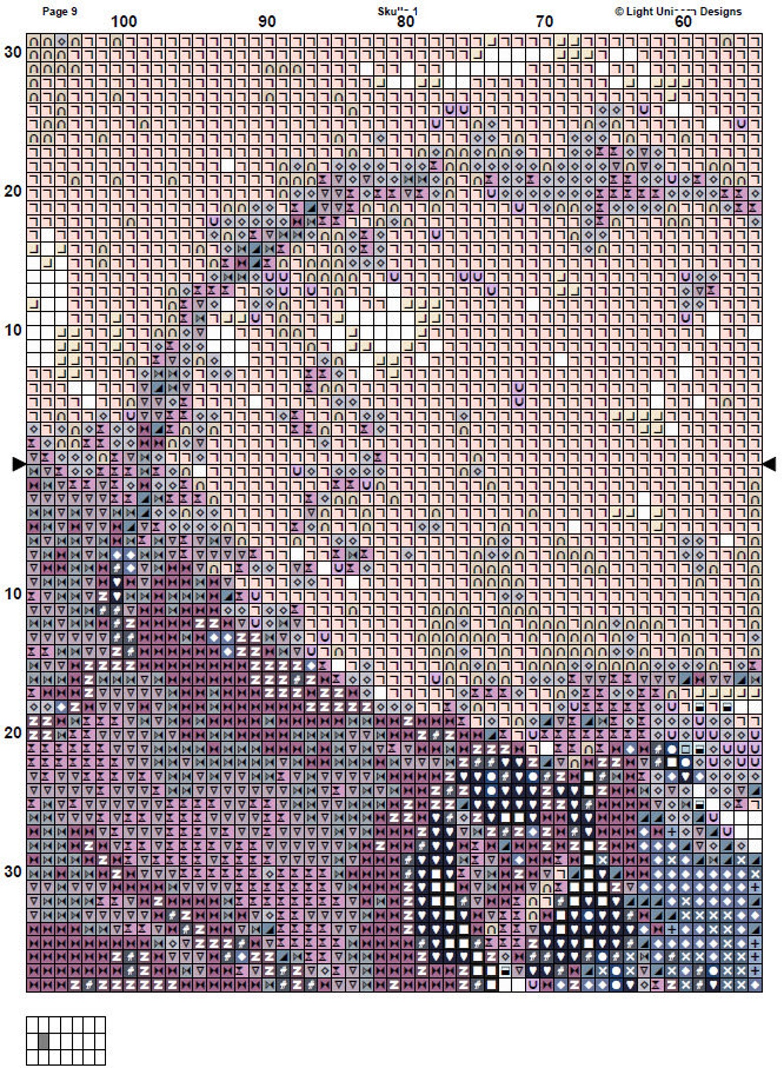 Skulls Cross Stitch Pattern 1 Instant PDF Download - Skull Watercolor ...