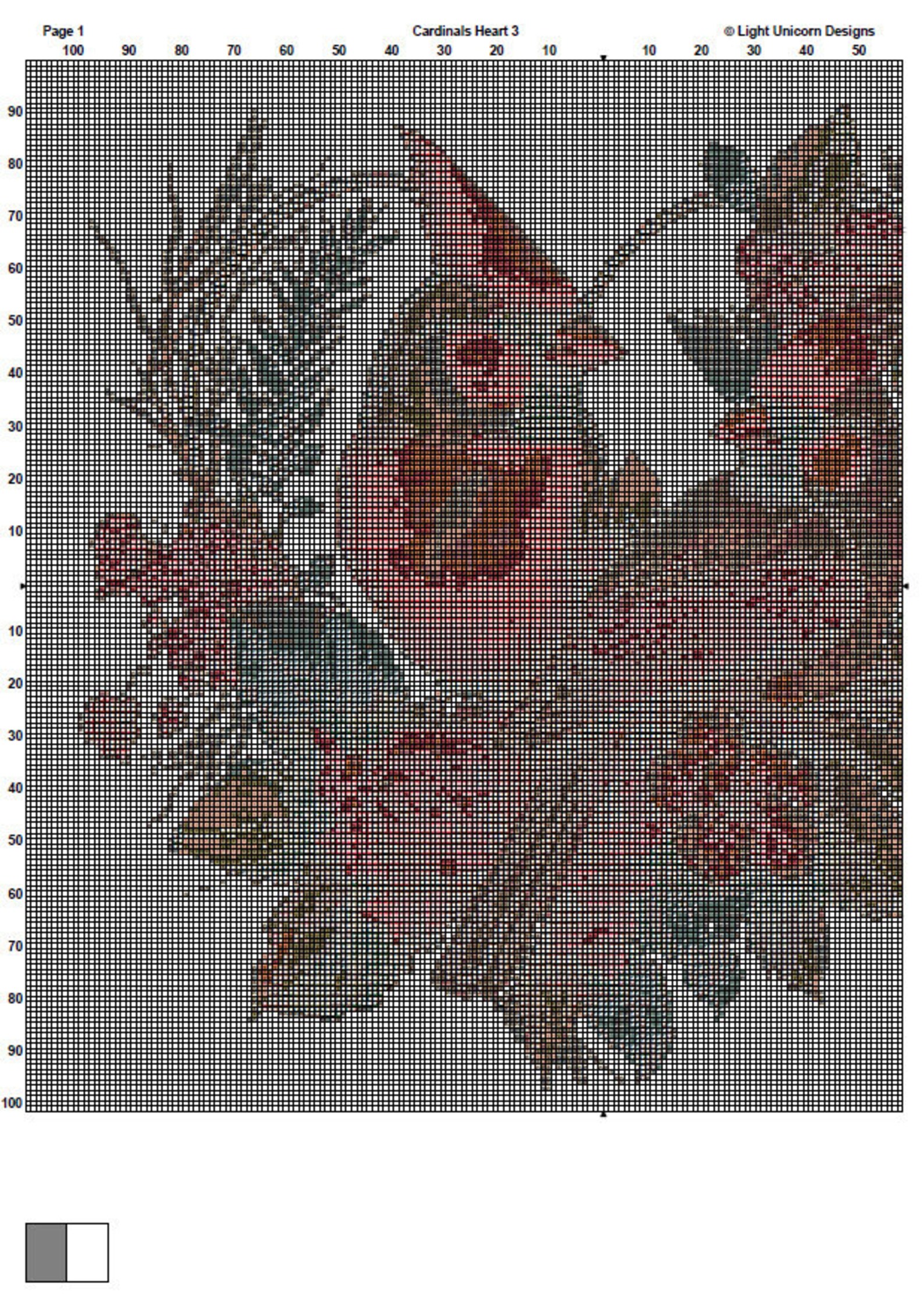 Cardinals Heart Cross Stitch Pattern 3 Instant PDF Download ...