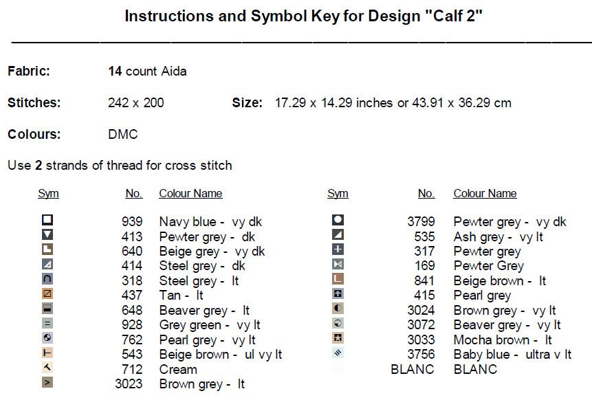 Calf Cross Stitch Pattern 2 Instant PDF Download Cow | Etsy