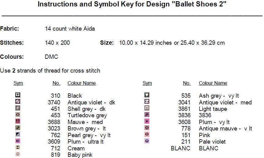 Ballet Shoes Cross Stitch Pattern 2 Instant PDF Download | Etsy