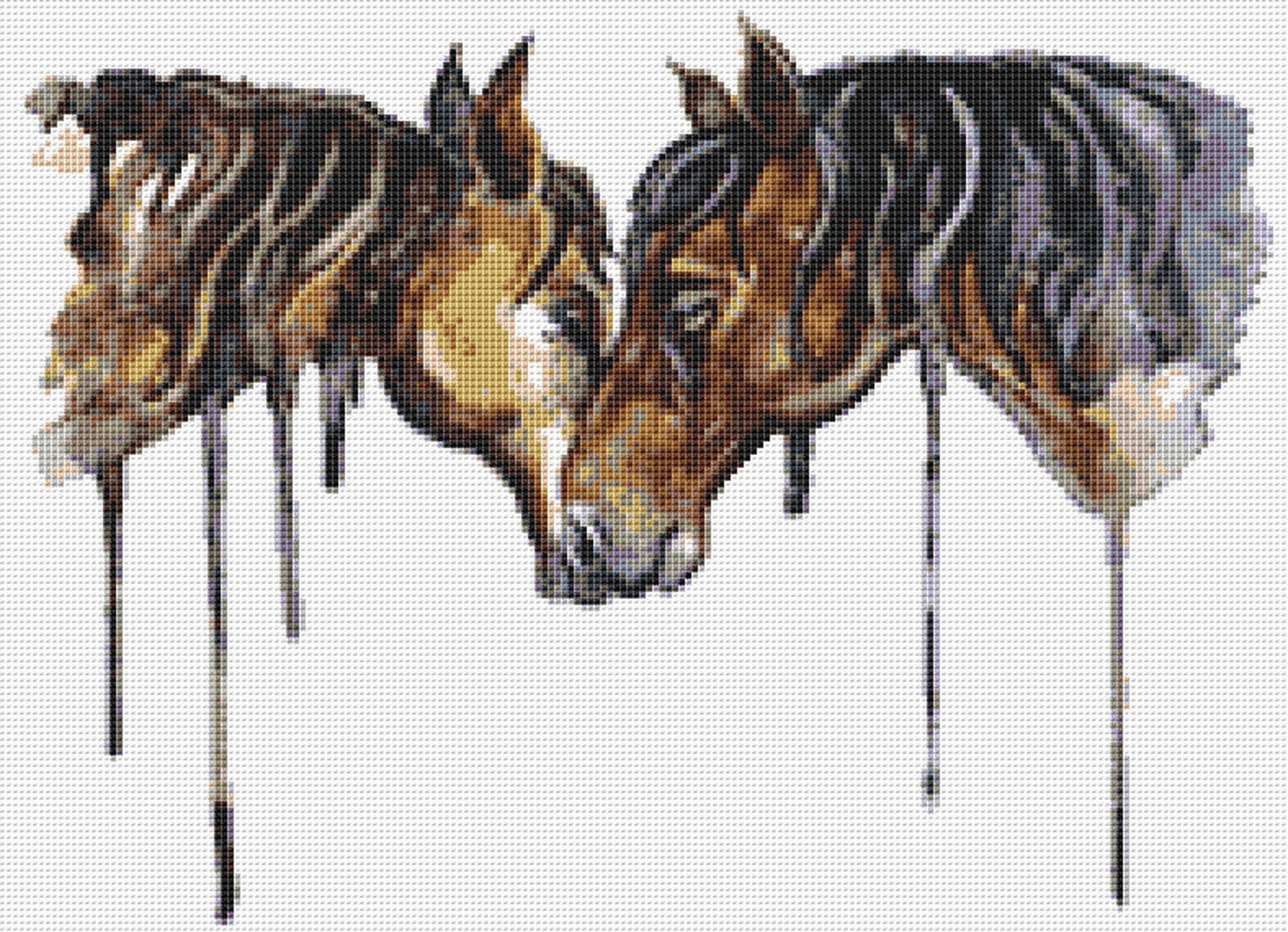 Horses Cross Stitch Pattern 1 Instant PDF Download Brown | Etsy