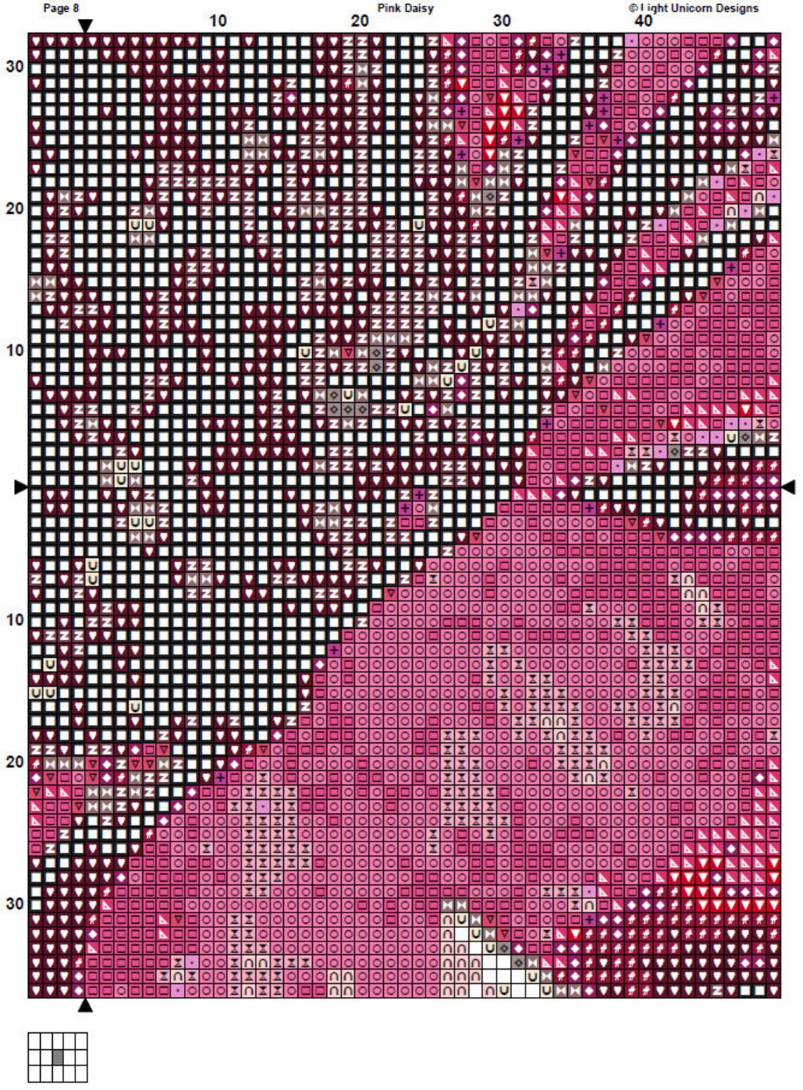 Pink Daisy Cross Stitch Pattern Instant PDF Download - Pink Daisy ...