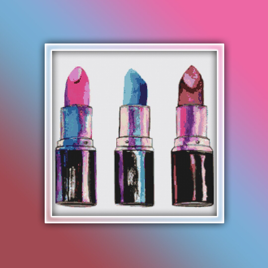 Lipstick Cross Stitch Pattern 2 Instant PDF Download - Makeup ...