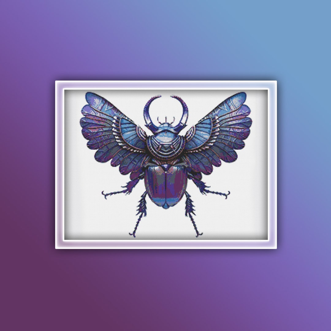 Scarab Cross Stitch Pattern 2 Instant PDF Download - Egyptian Beetle ...