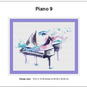 Piano Cross Stitch Pattern 9 Instant PDF Download - Face Watercolor ...