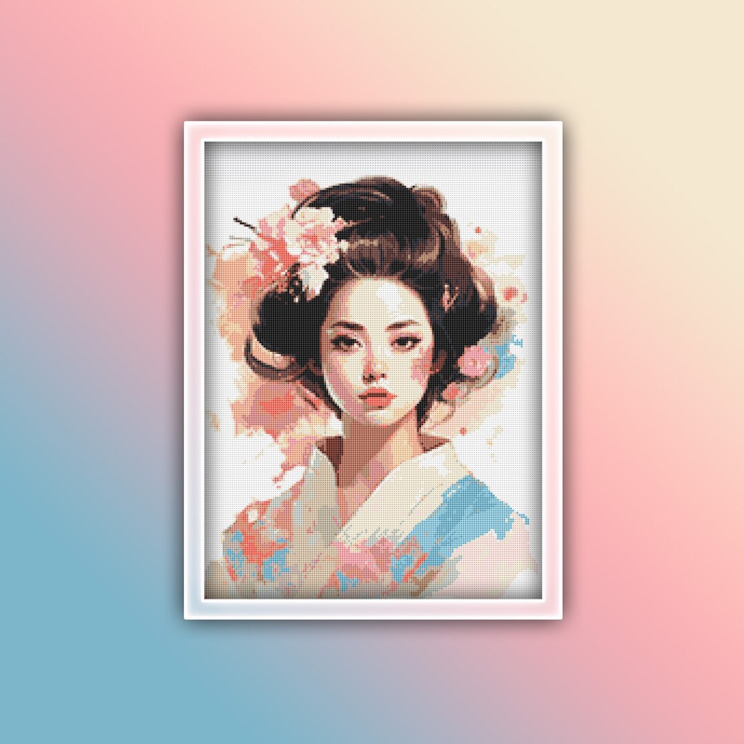 Geisha Cross Stitch Pattern 11 Instant PDF Download - Japanese Woman ...